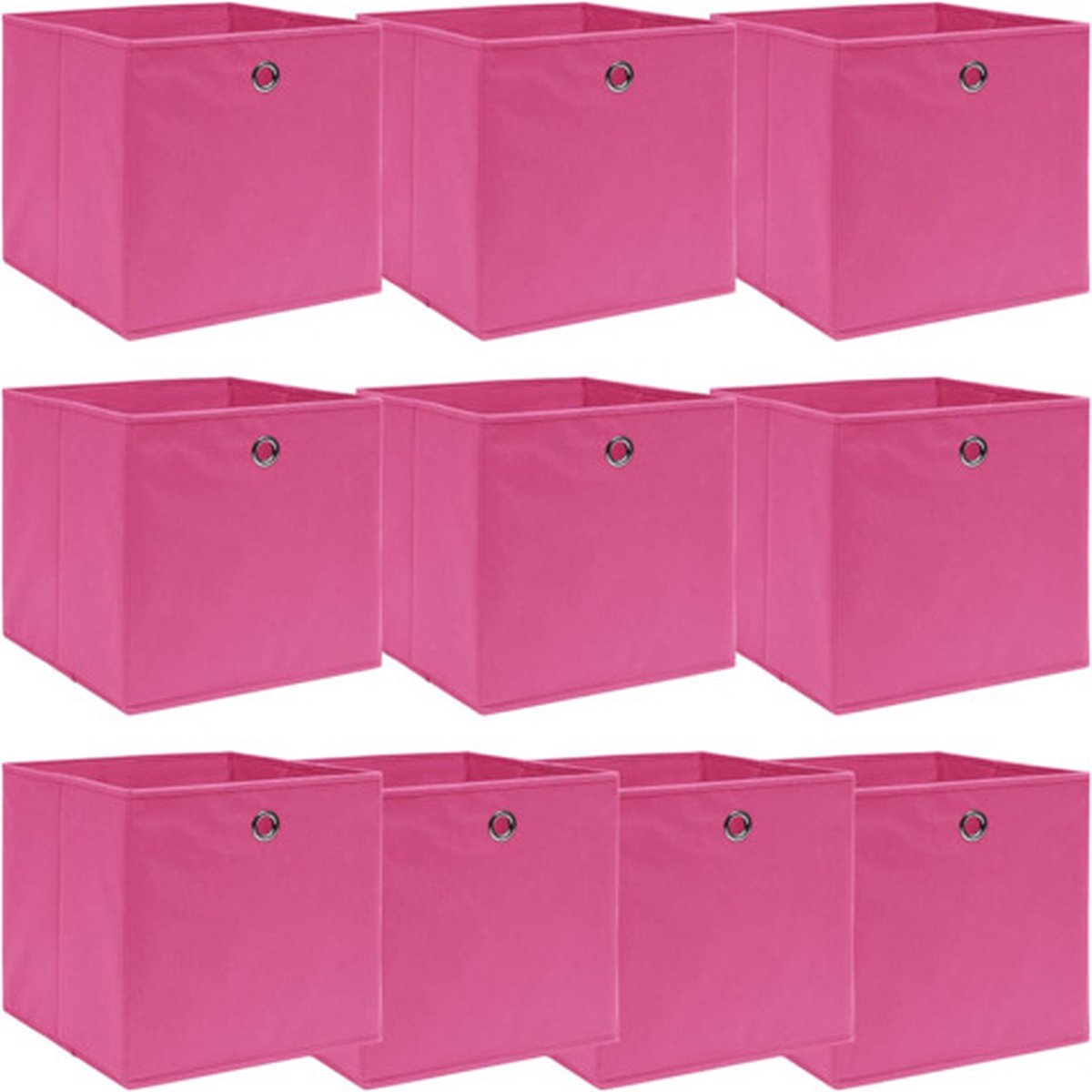 vidaXL-Opbergboxen-10-st-32x32x32-cm-stof-roze - Groentenenfruit.nl