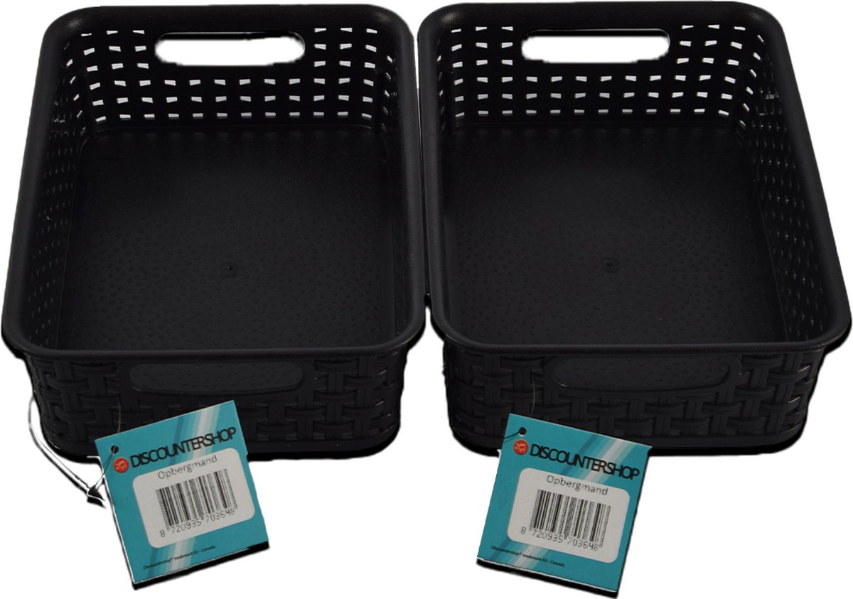 Mini Opbergmand 2 stuks - 1,65 Liter Zwarte Rattan Opbergbakjes, 20 x ...